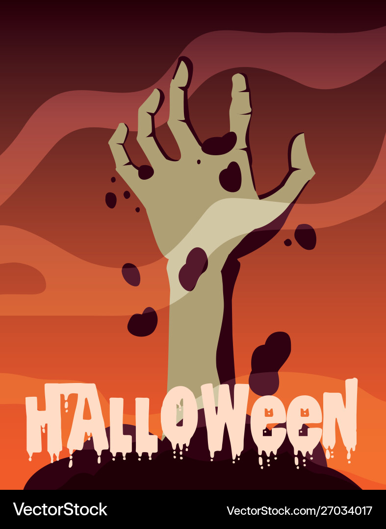 Poster halloween with hand zombie Royalty Free Vector Image