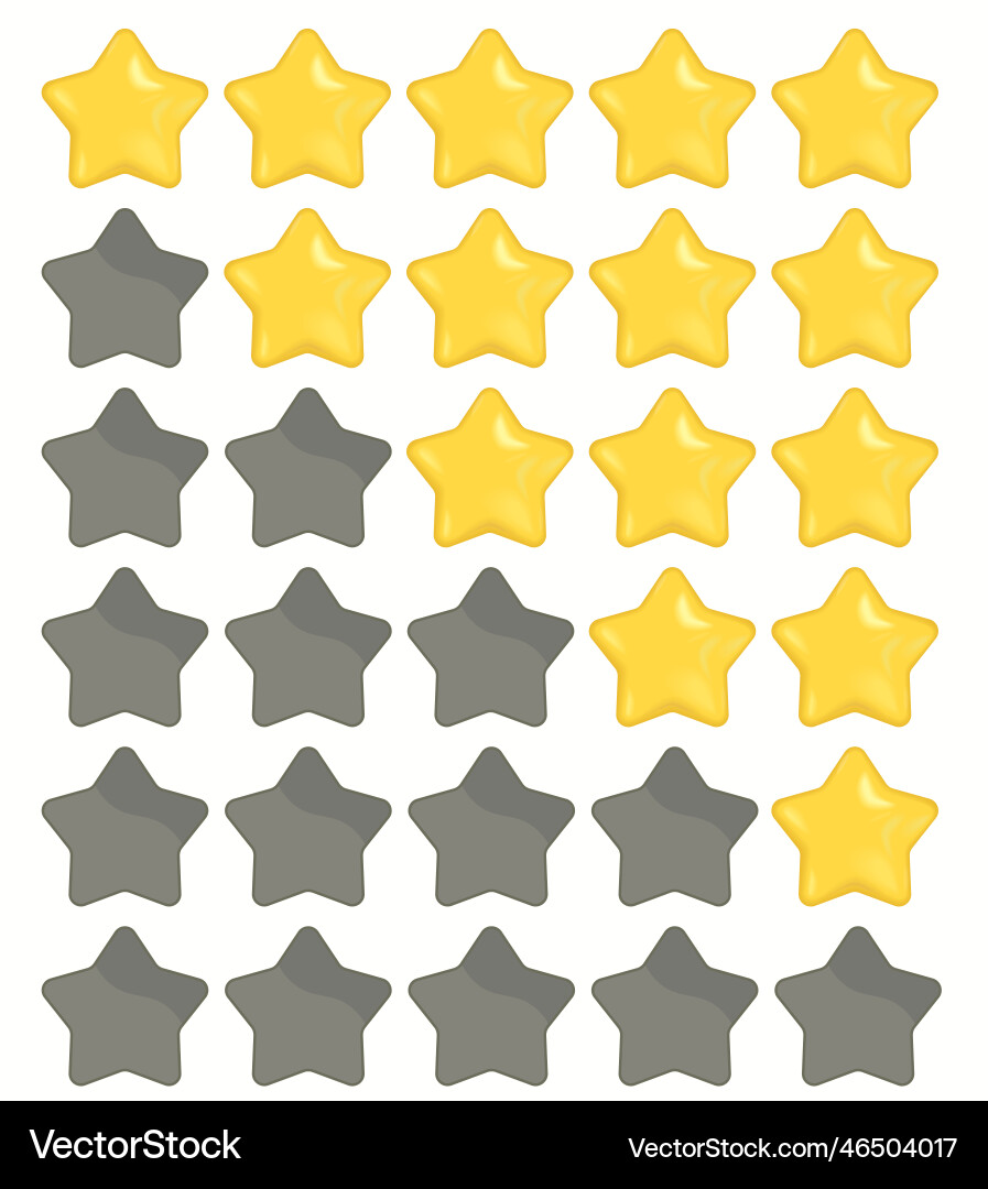 Rating yellow stars set Royalty Free Vector Image
