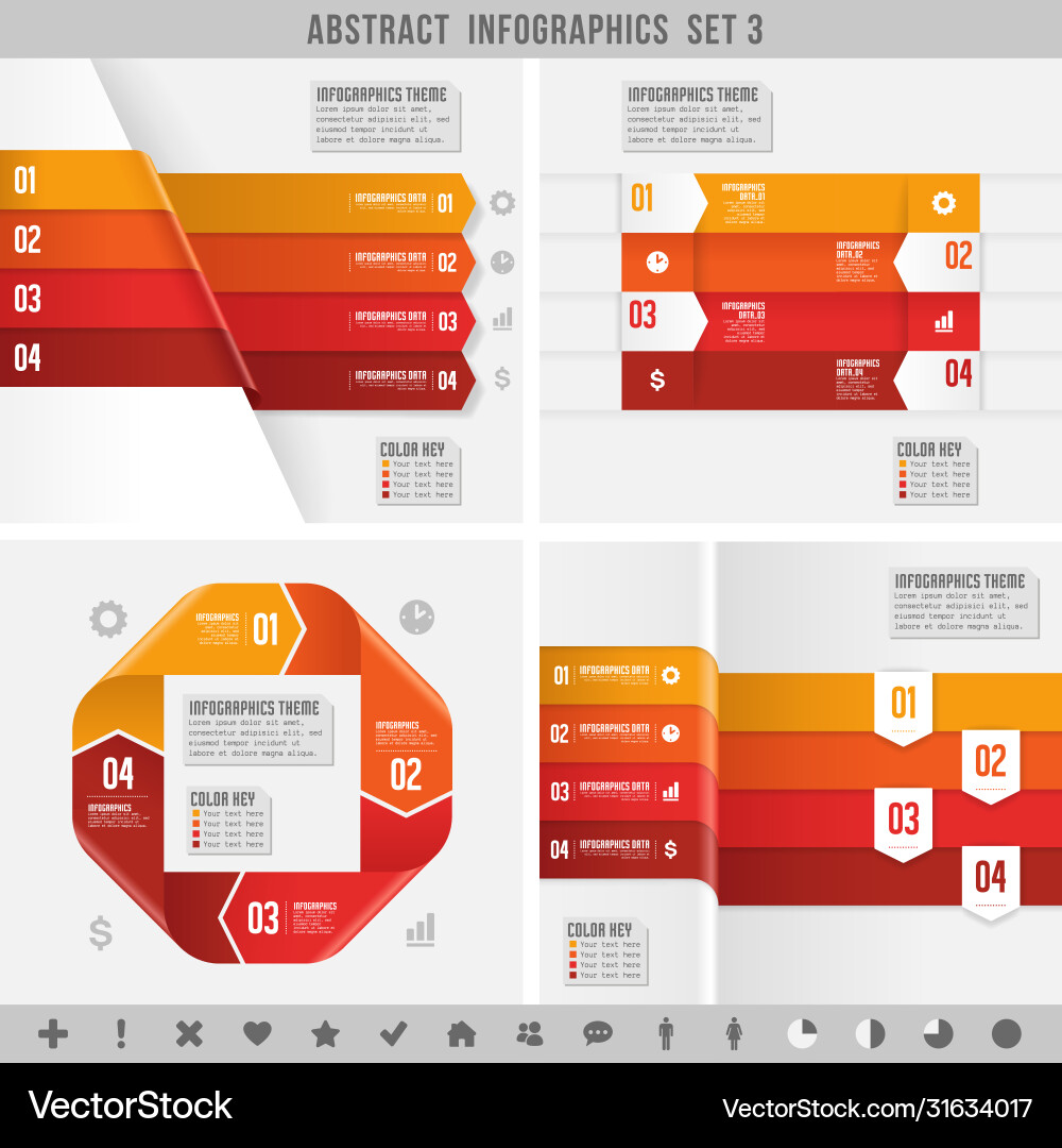 Red ribbons infographics template with copy text Vector Image