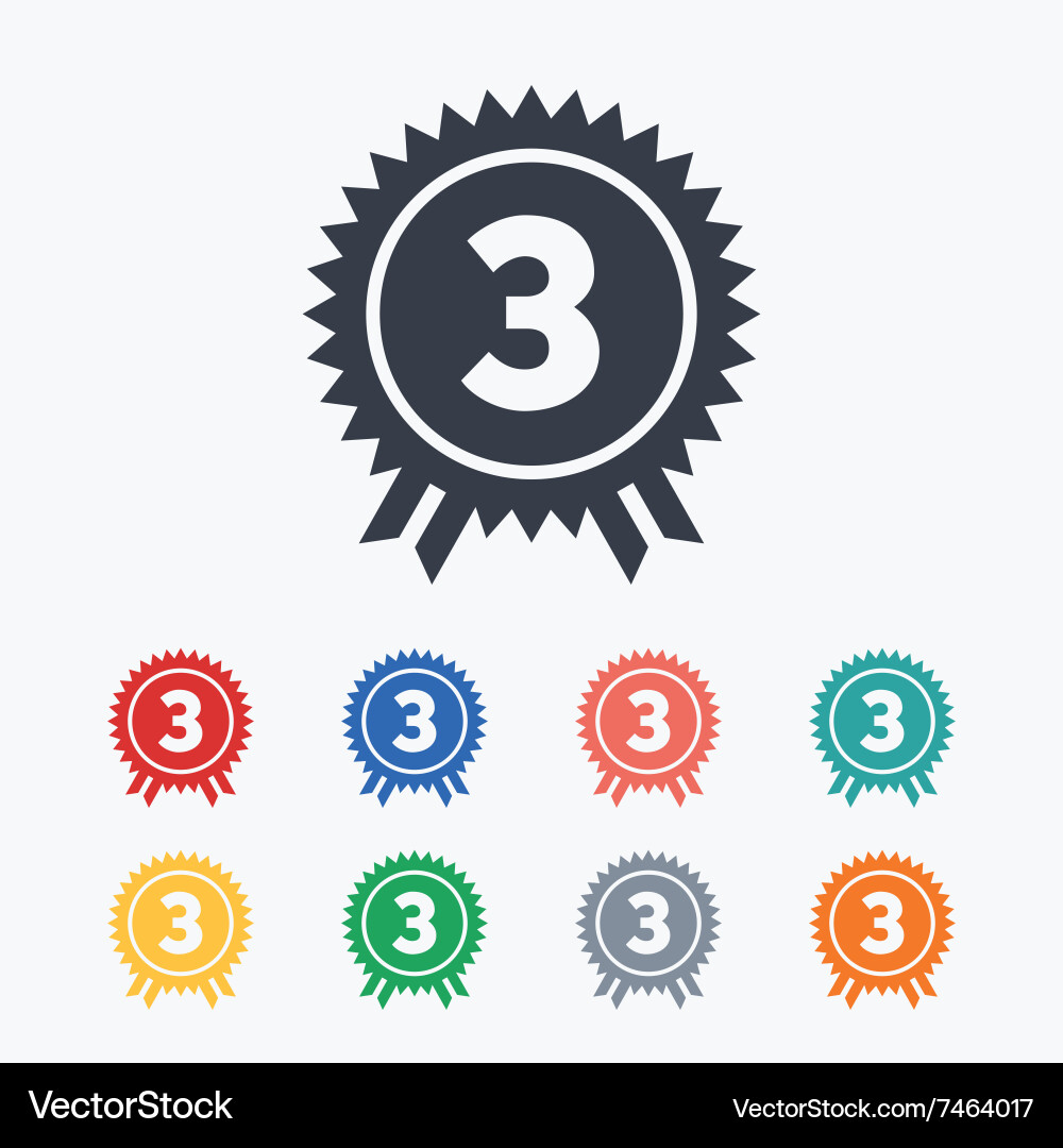 Third place award sign icon prize for winner Vector Image