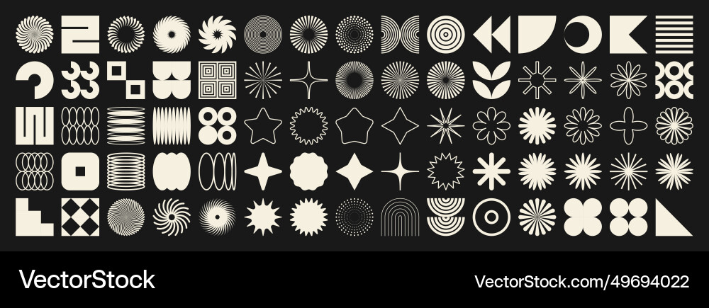 Brutalist geometric shapes symbols simple Vector Image