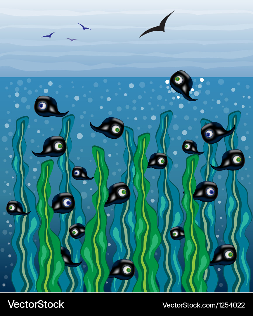 Cute picture with tadpoles Royalty Free Vector Image