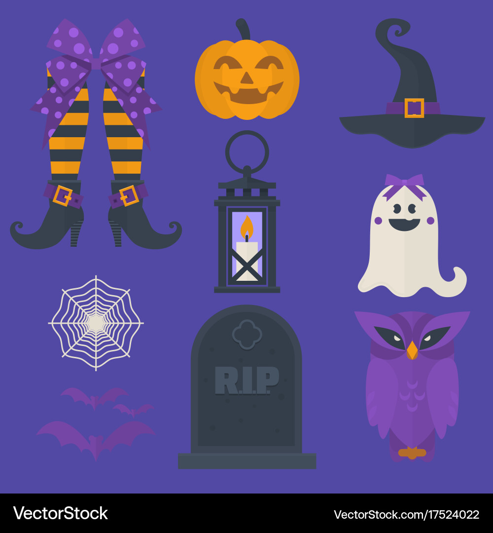 Funny halloween icons set including sweets Vector Image