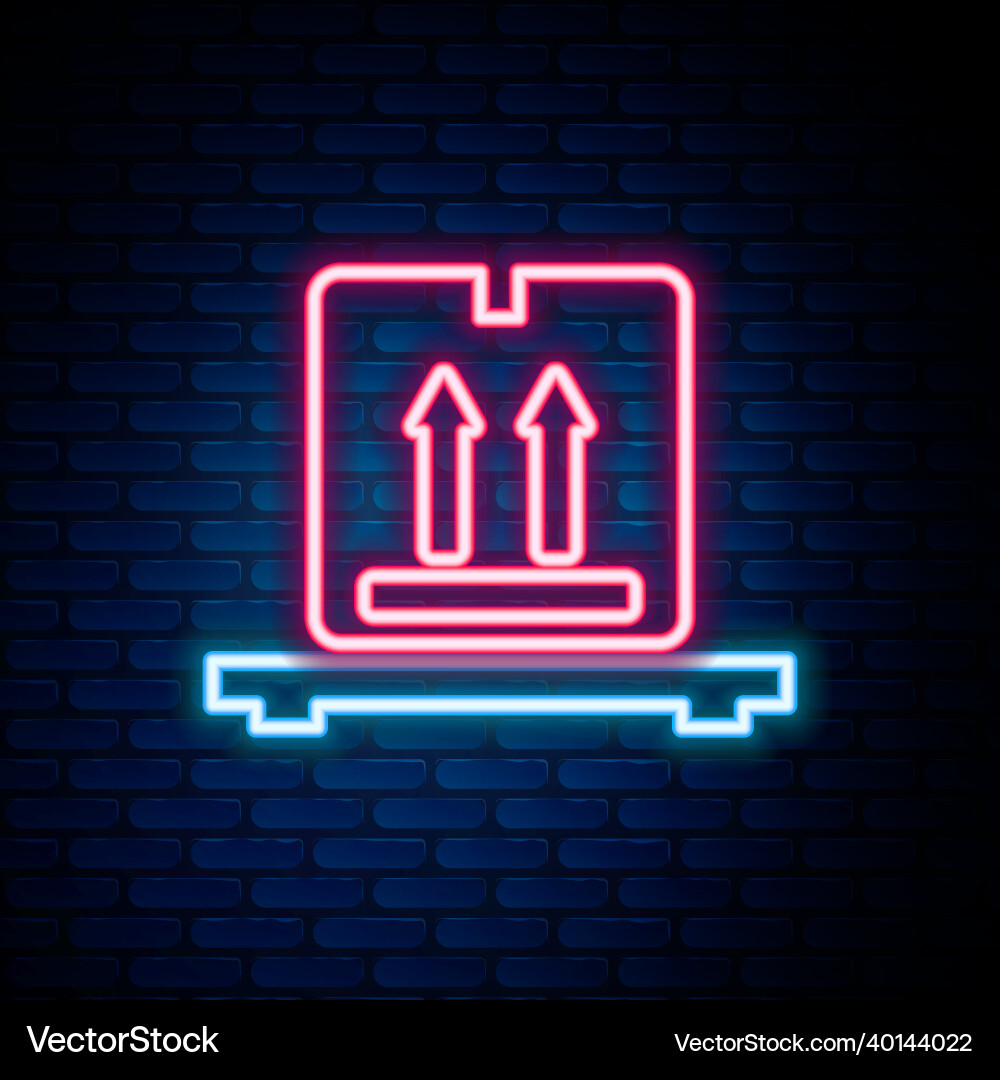Glowing neon line cardboard boxes on pallet icon Vector Image