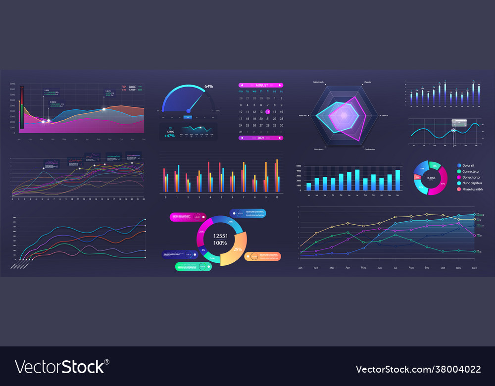 Graphics infographic template dashboard with info Vector Image