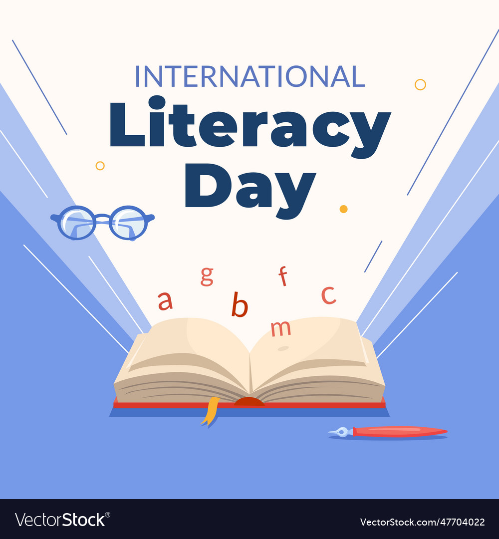 Literacy day poster world international Royalty Free Vector