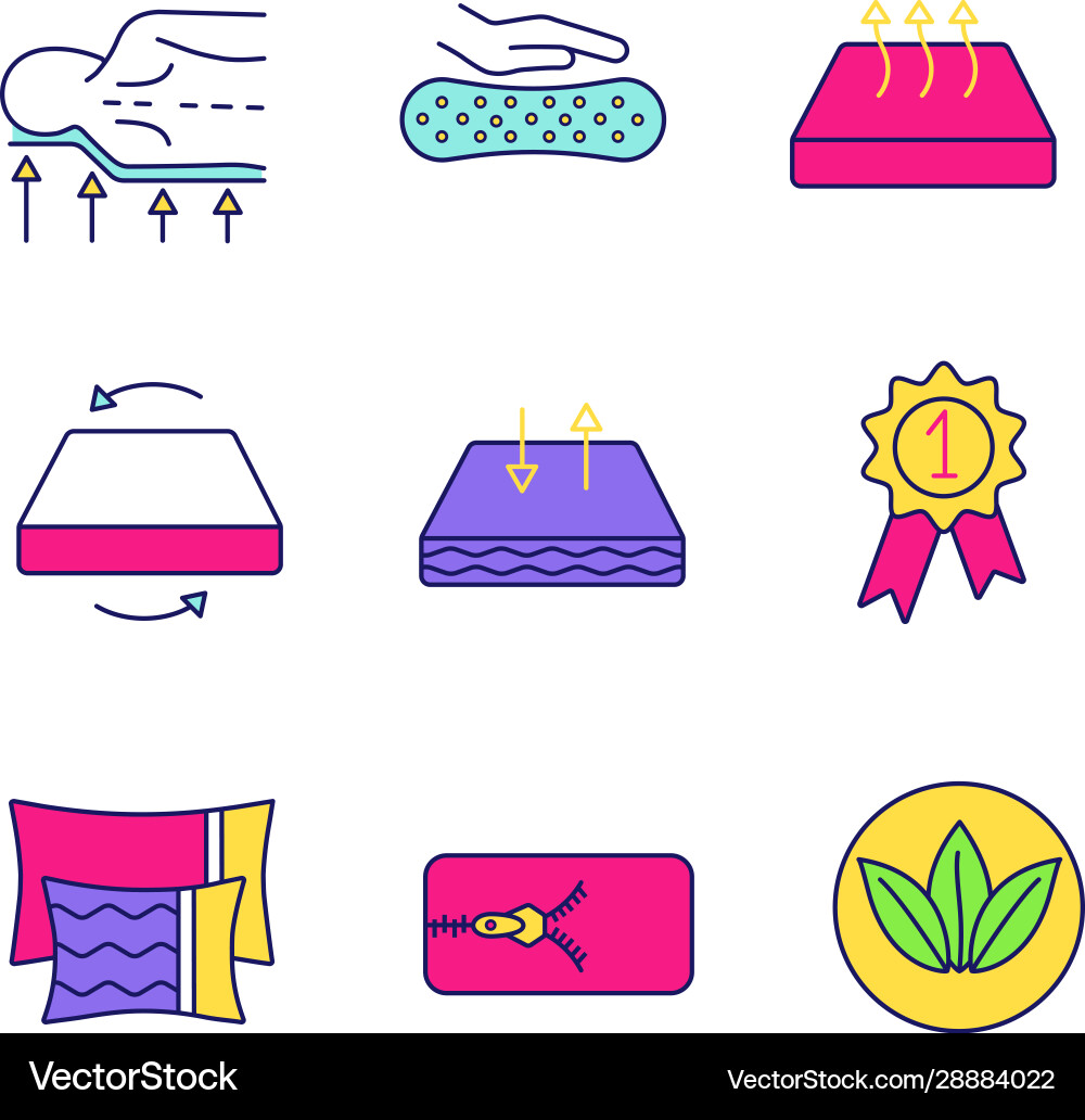 Mattress color icons set Royalty Free Vector Image