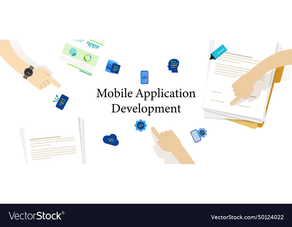 Mobile application development create programming Vector Image