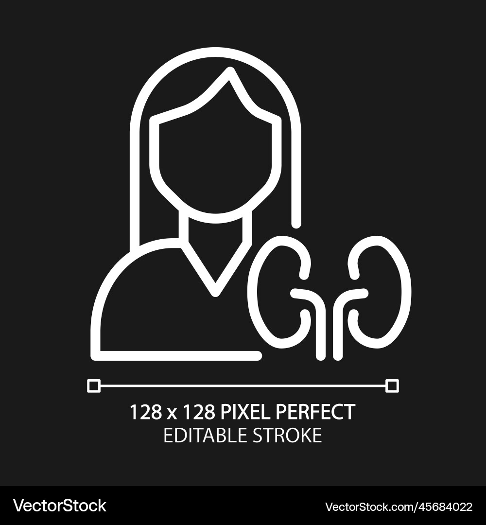 Nephrology pixel perfect white linear icon Vector Image