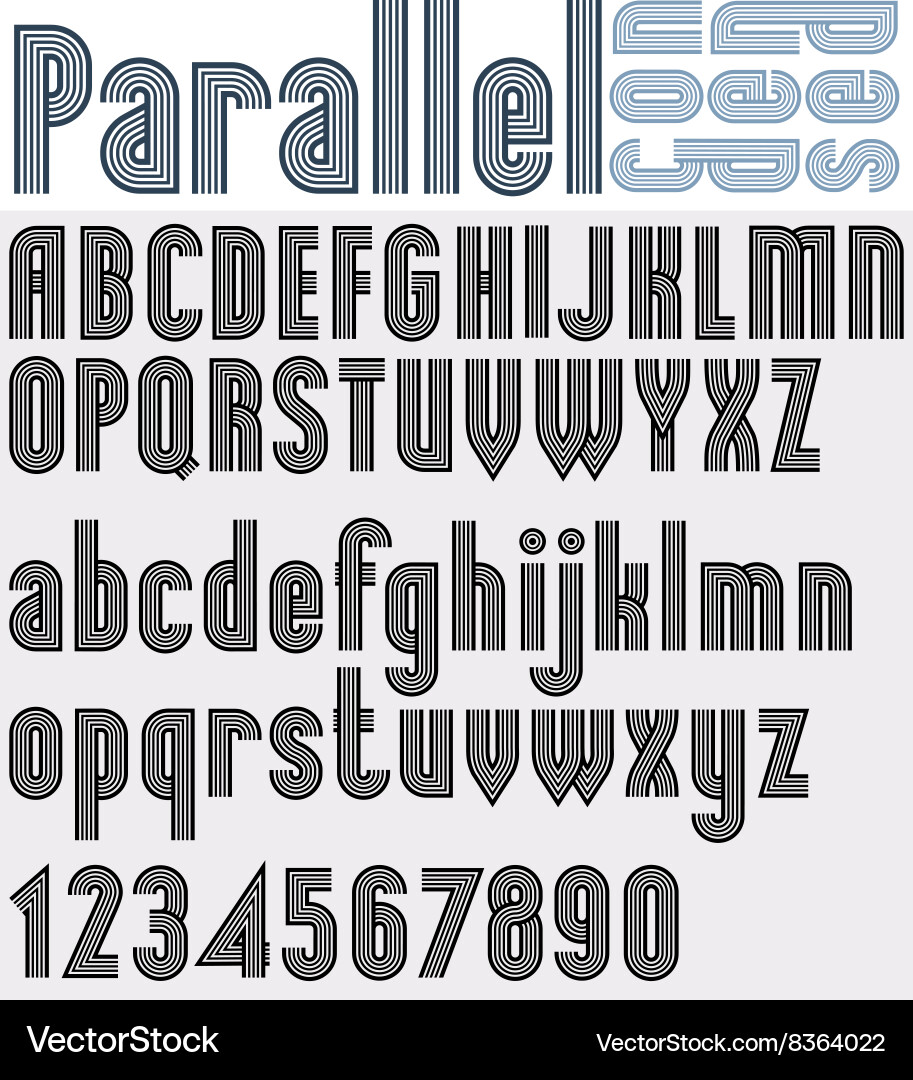 Parallel black and white font and numbers striped Vector Image