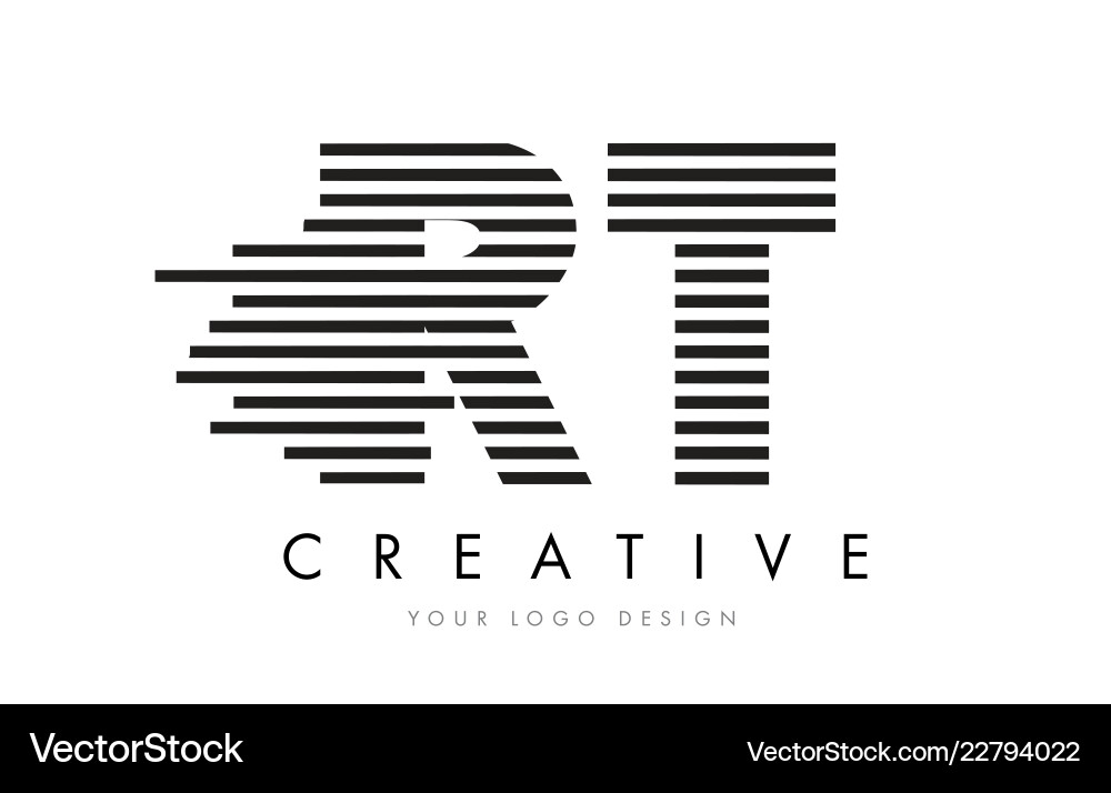 Rt r t zebra letter logo design with black Vector Image