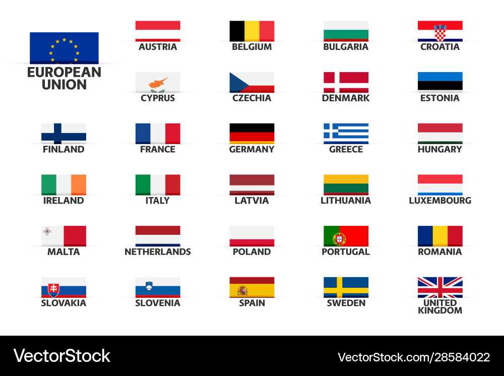 Set flags european union countries member Vector Image