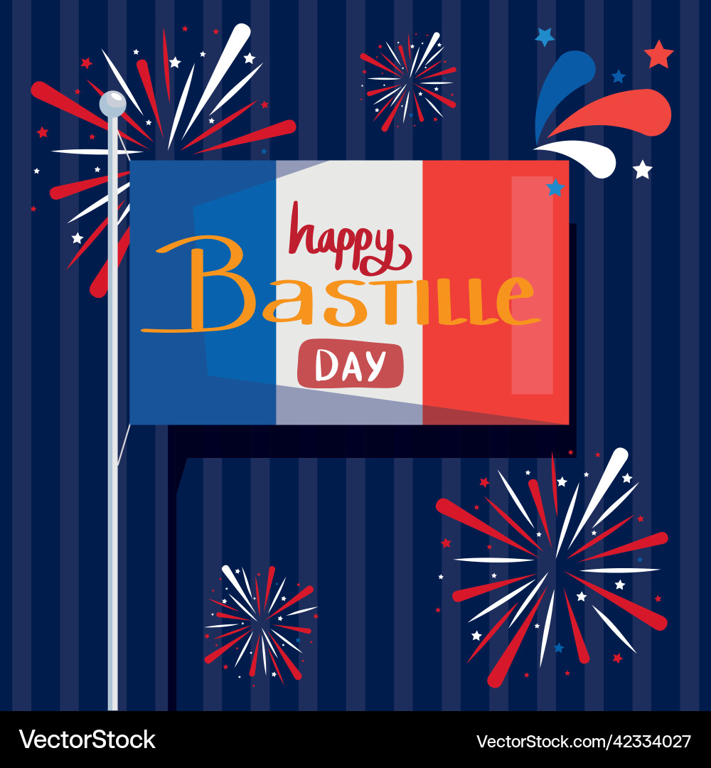 Bastille day lettering poster Royalty Free Vector Image