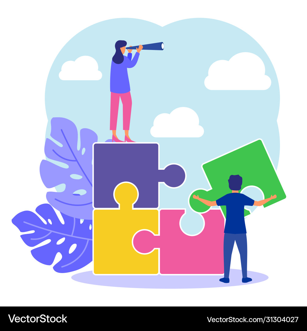 Business concept metaphor team2 people who work Vector Image