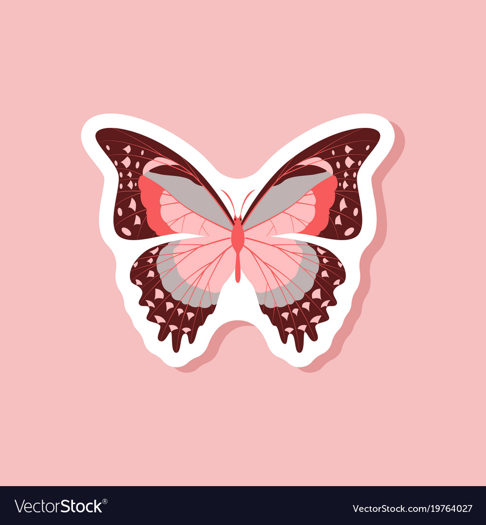 Butterfly Paper Sticker On Stylish Background Vector Image