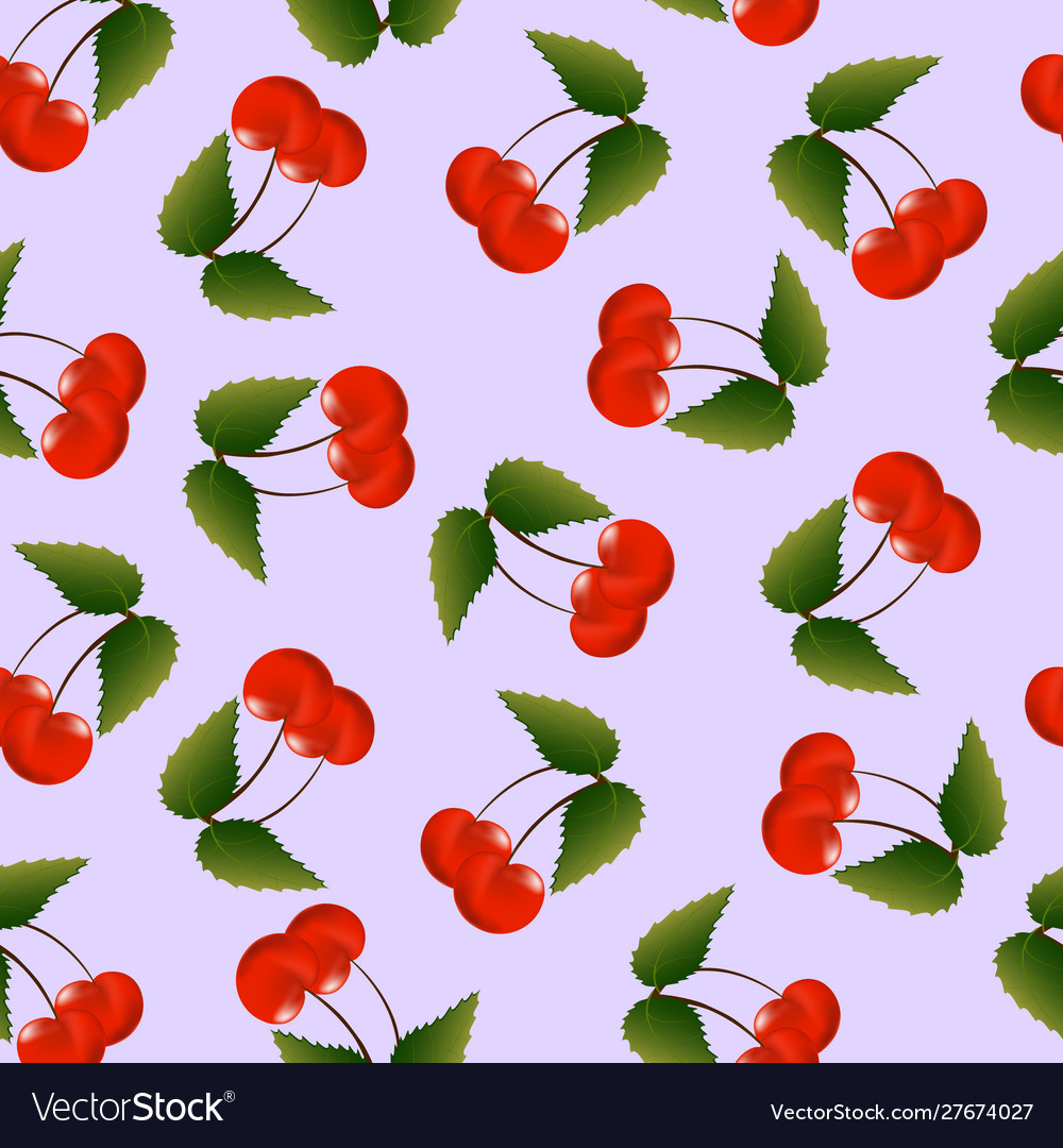 Cherries pattern on a colored background Vector Image
