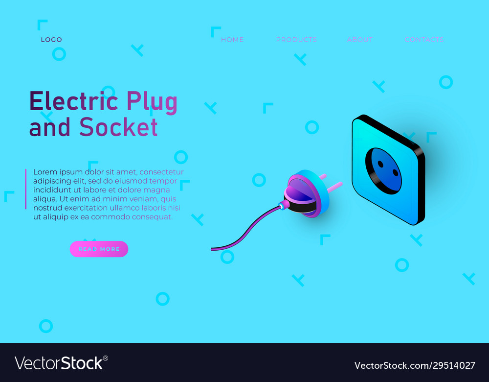 Electic plug and socket webpage Royalty Free Vector Image