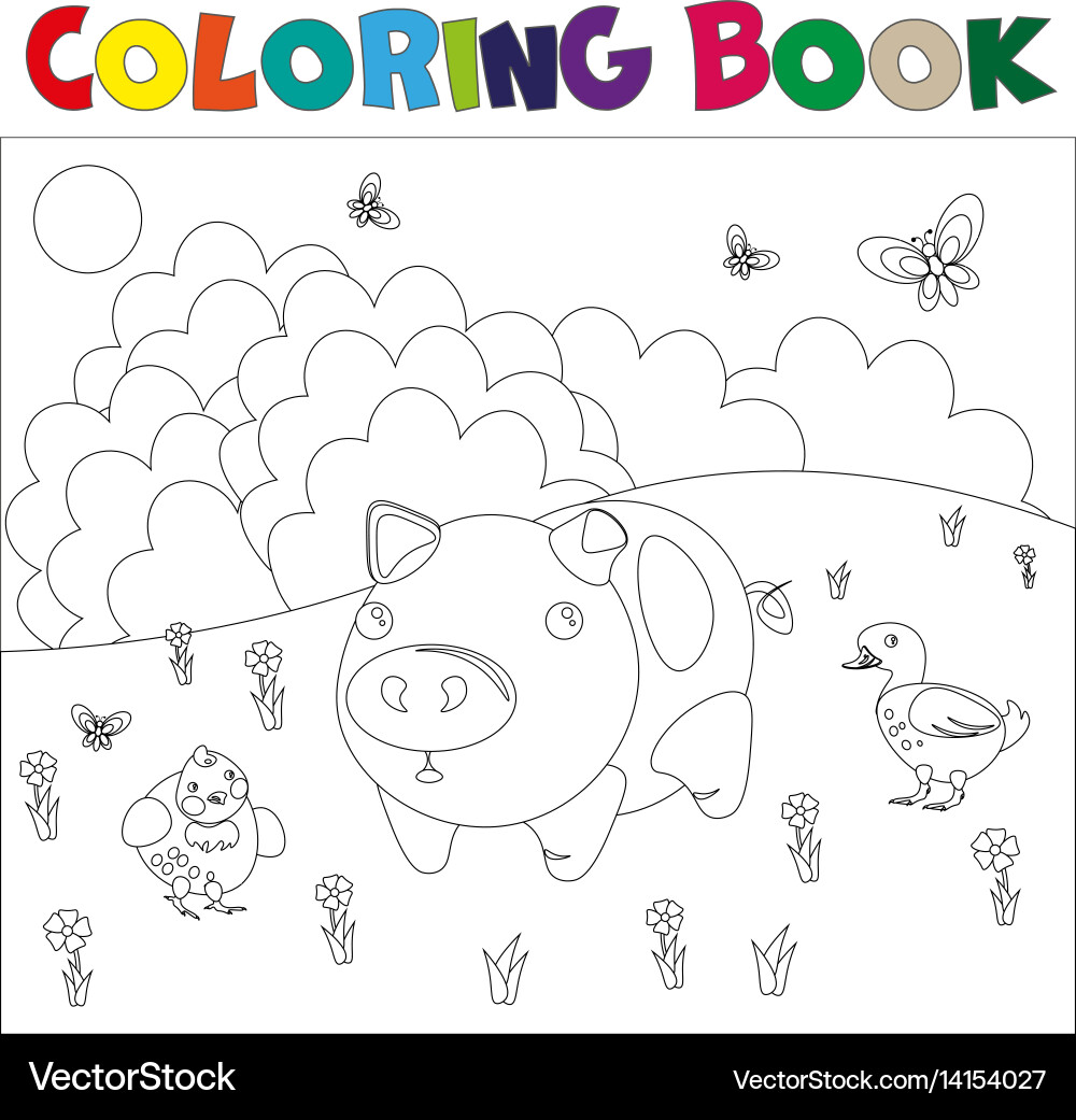 Farm animals for coloring book Royalty Free Vector Image