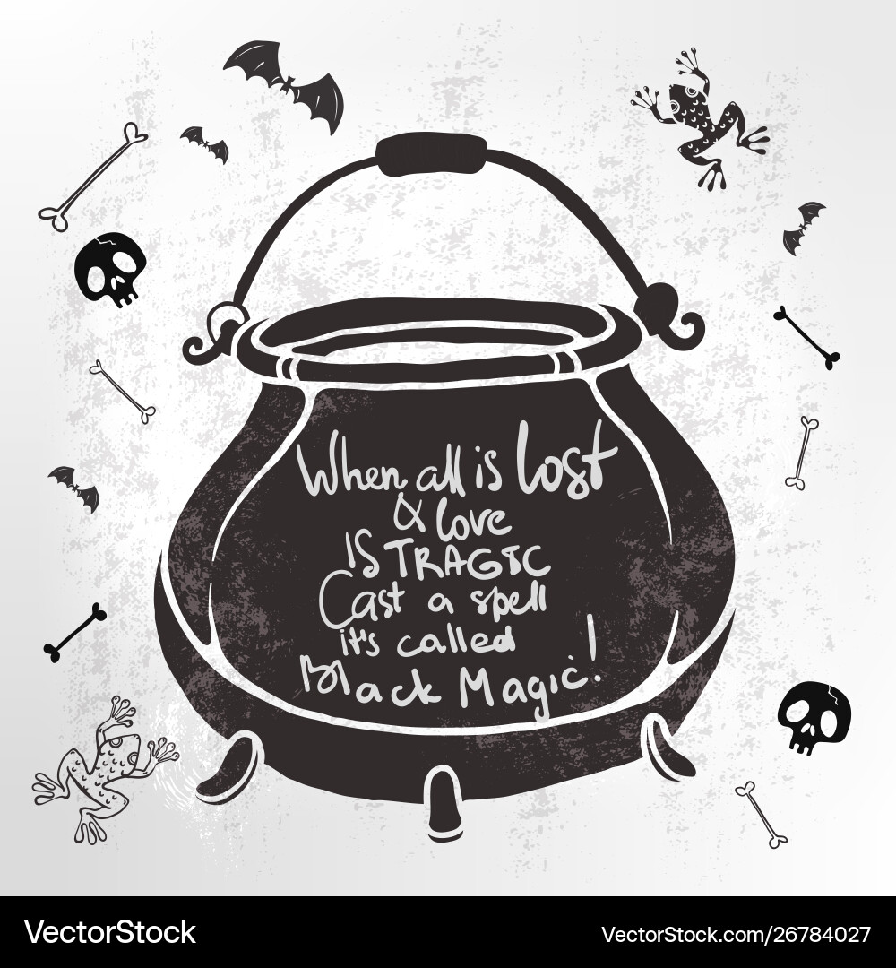 Halloween hand drawn art with cauldron skull Vector Image