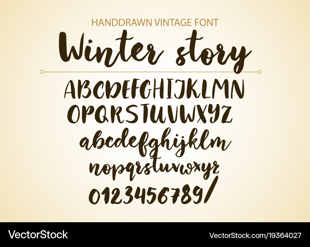 Handwritten brush font hand drawn brush style Vector Image