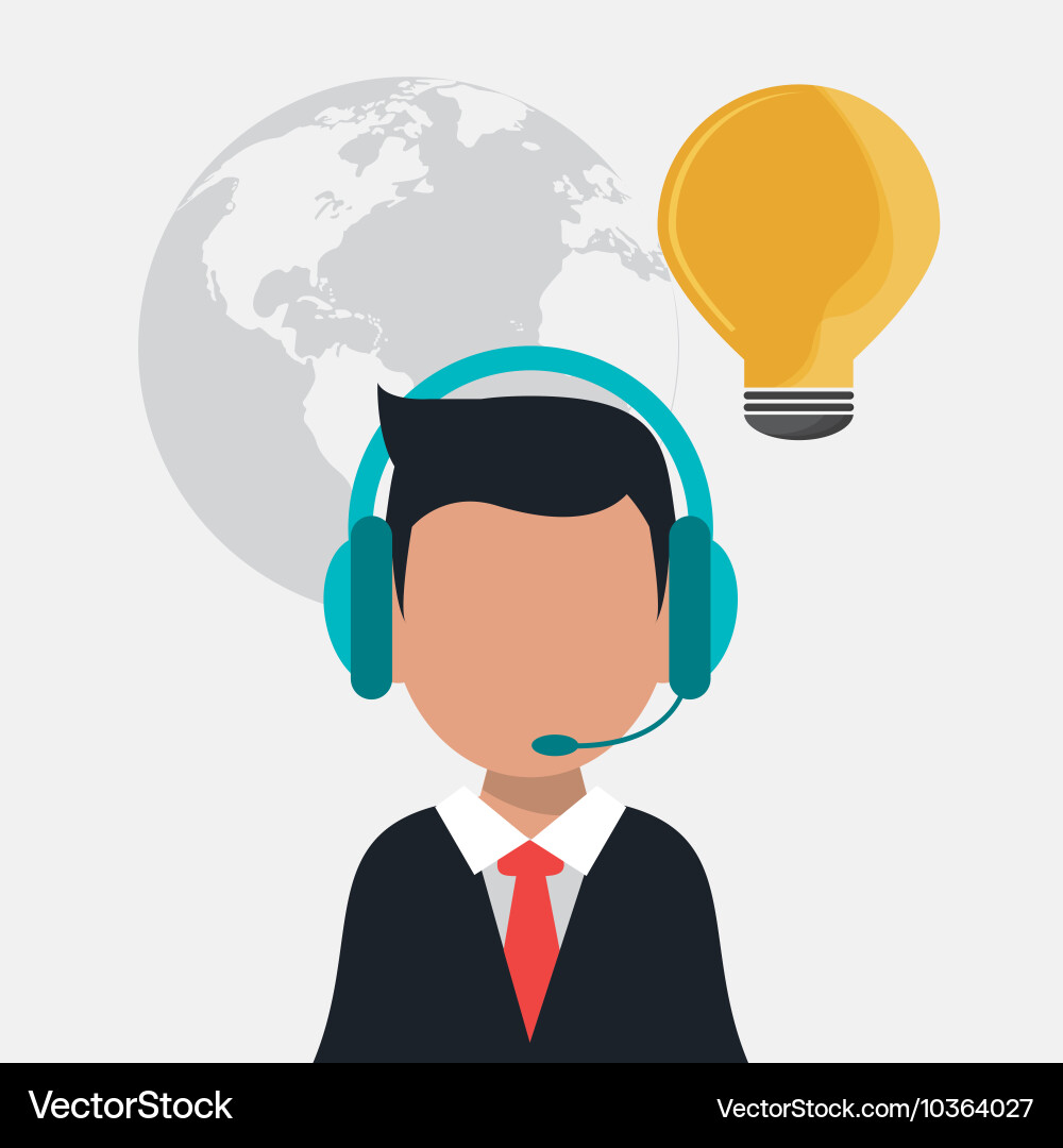 Man headphone avatar call center design Royalty Free Vector