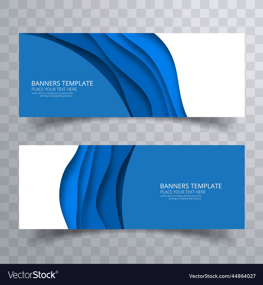 Modern wave header set design template Royalty Free Vector