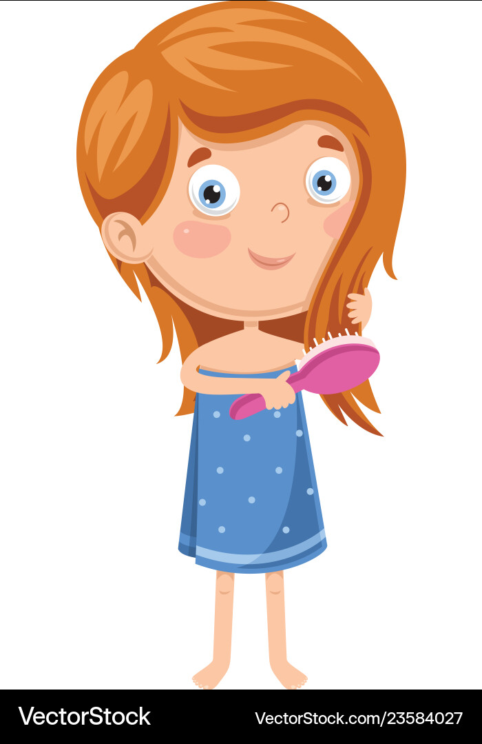 Of kid brushing hair Royalty Free Vector Image