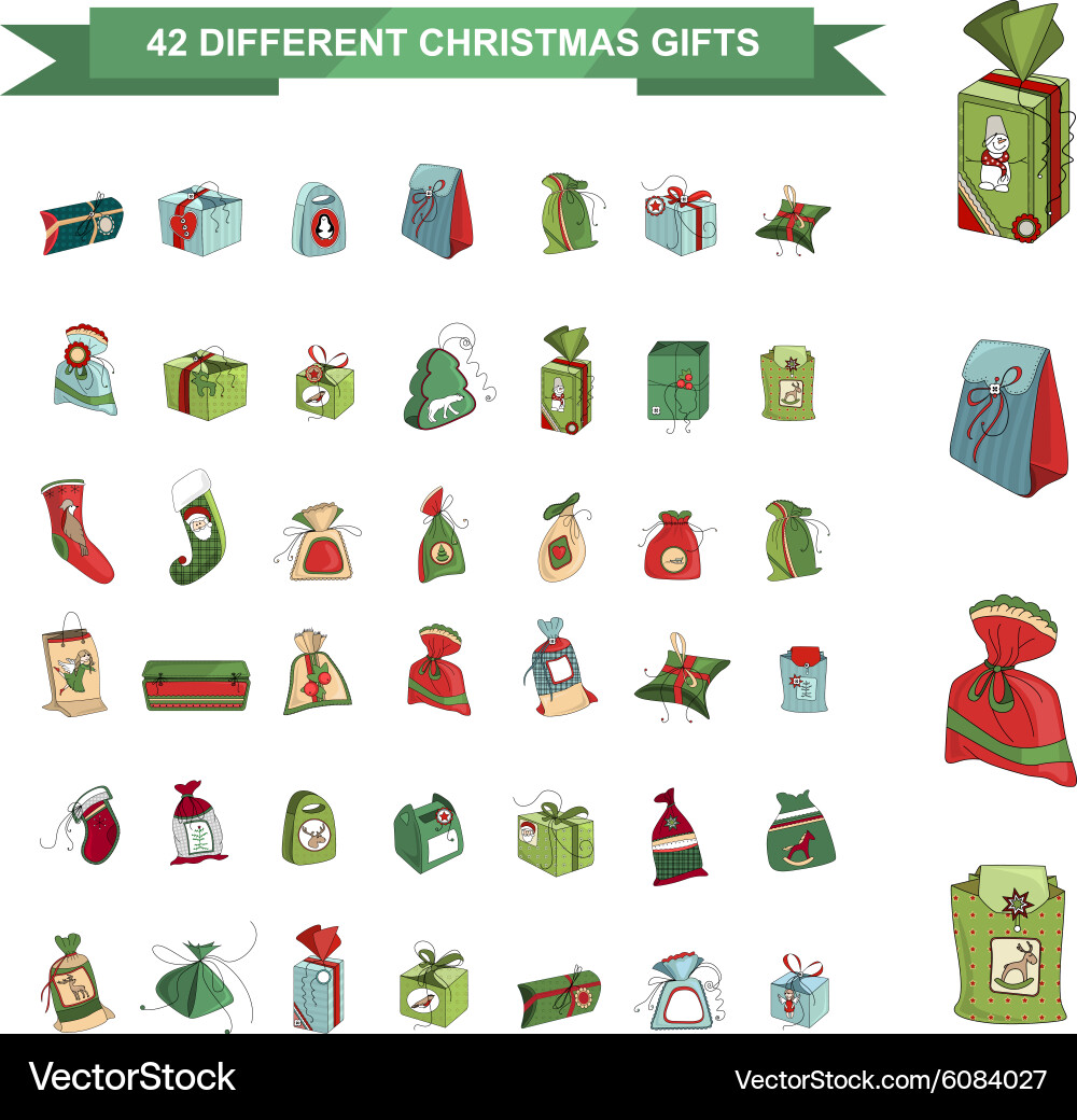 Set of different christmas gift boxes isolated Vector Image