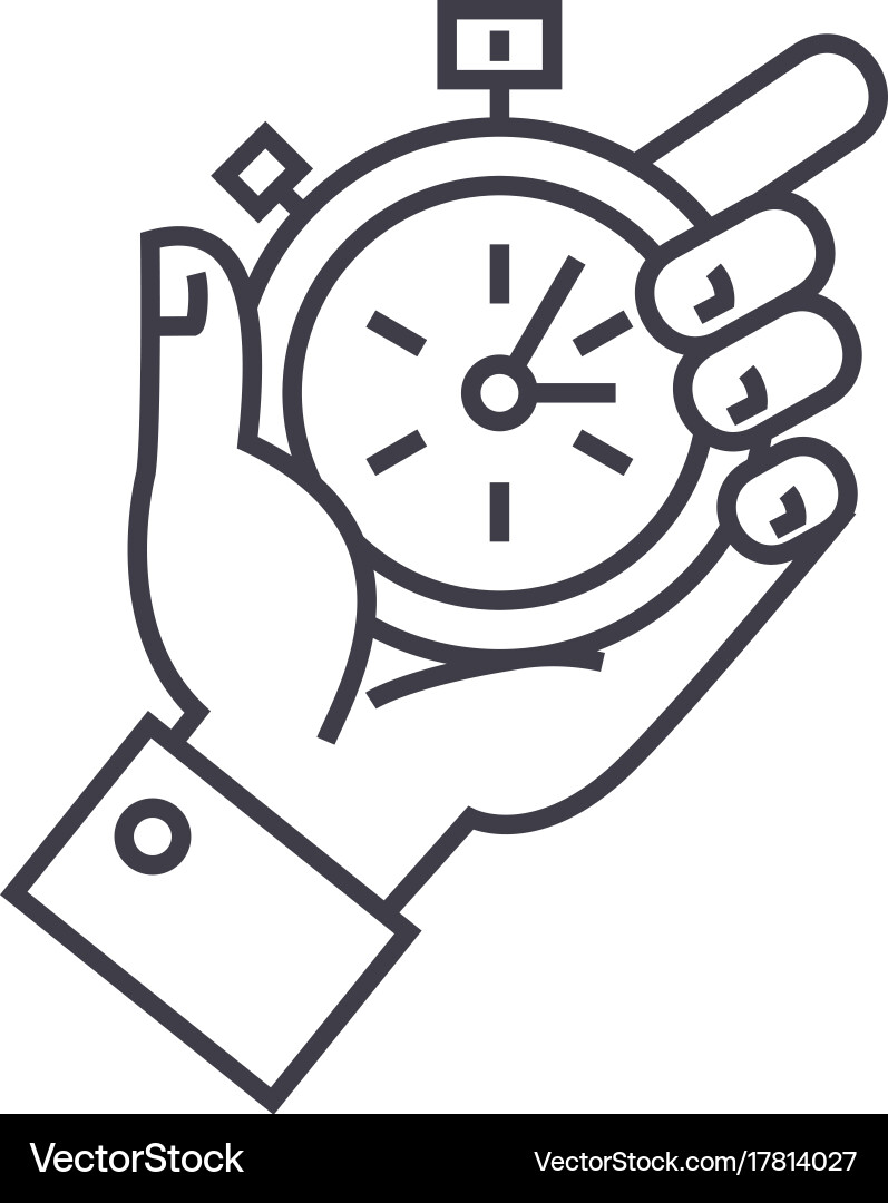 Time management stopwatch in hand line Royalty Free Vector
