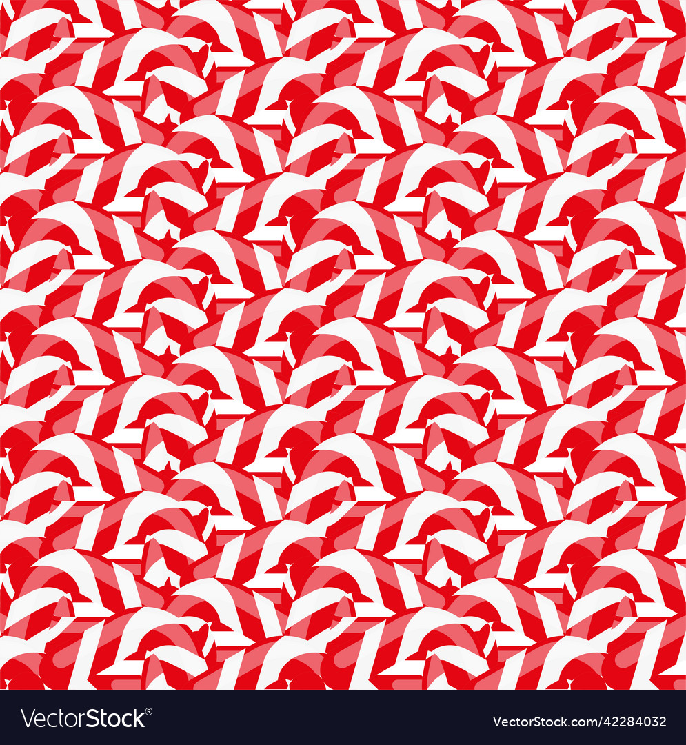 Abstract Red Stripe And Curve Seamless Pattern Vector Image