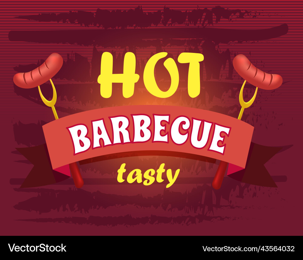 Bbq party logo template emblem for cafe grilled Vector Image