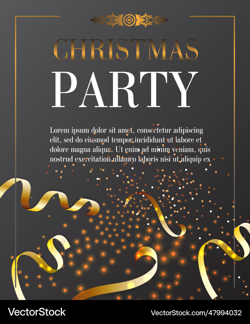 Christmas party lettering in frame Royalty Free Vector Image