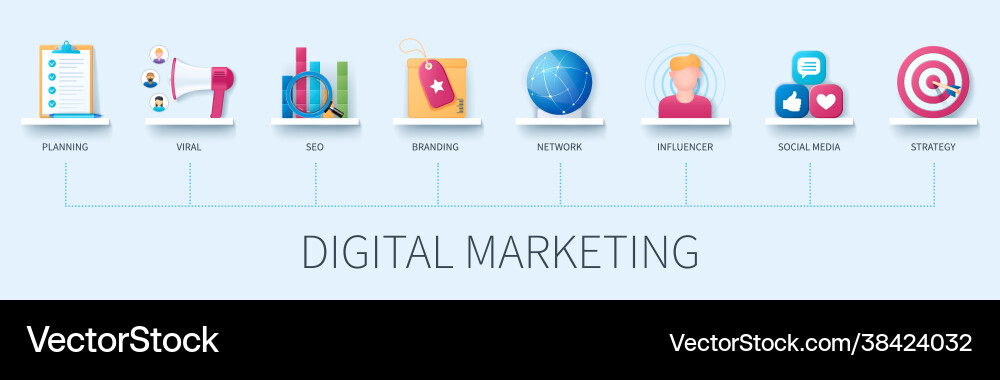 Digital marketing infographic in 3d style Vector Image