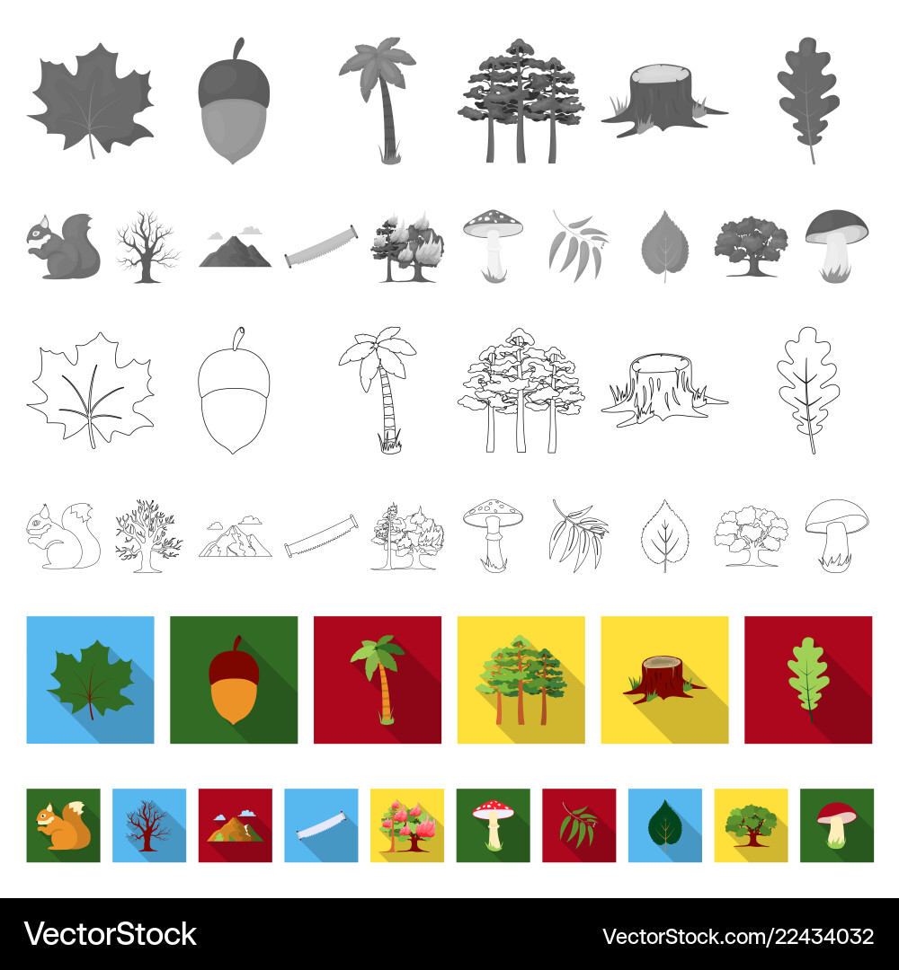 Forest and nature flat icons in set collection Vector Image