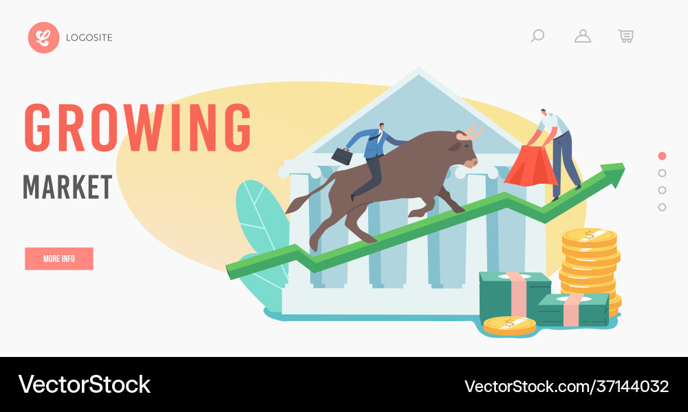 Growing market landing page template trader Vector Image