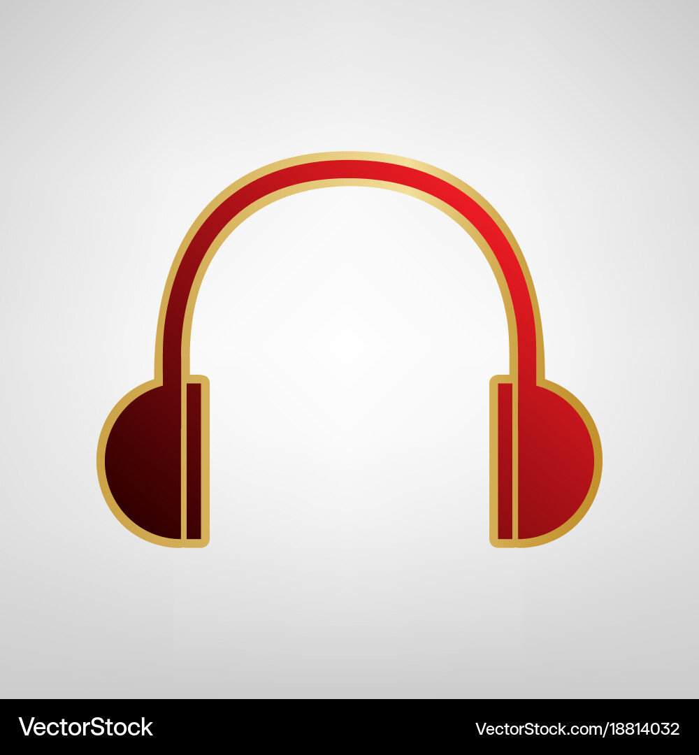 Headphones sign red icon Royalty Free Vector Image