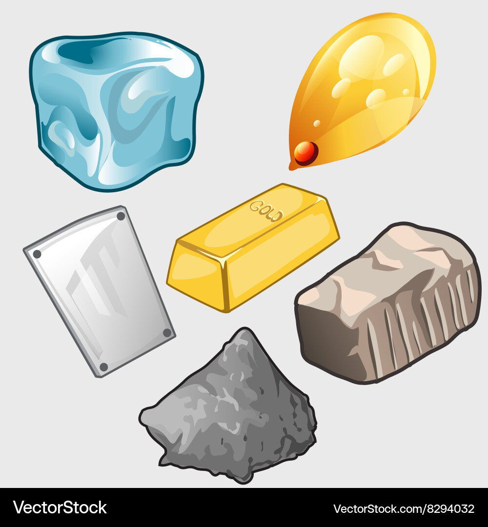 Icons set gold ore and other materials Royalty Free Vector