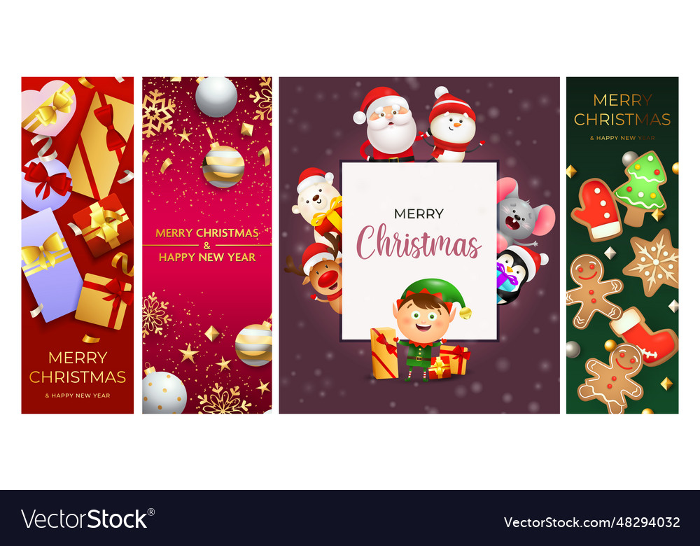 Merry christmas greeting card with cute elf Vector Image