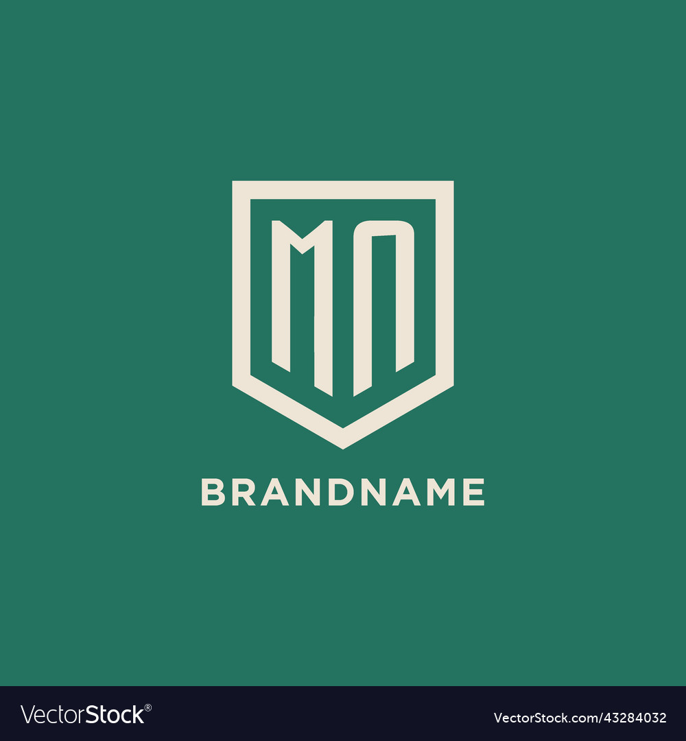 Mn initial logo monogram shield geometric shape Vector Image