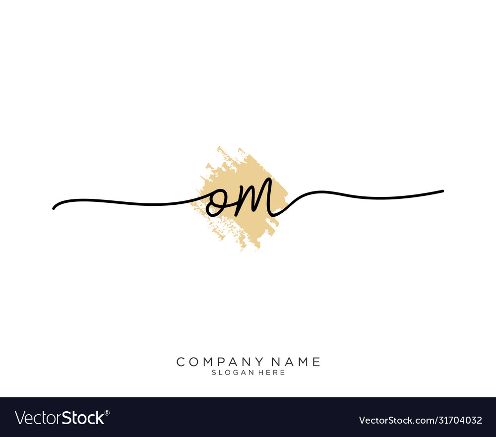 Om initial handwriting logo design Royalty Free Vector Image