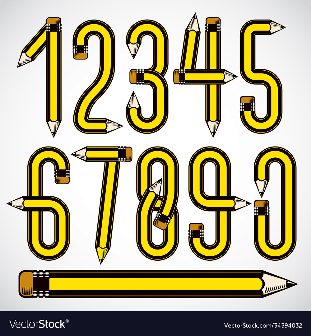 School theme pencils design numbers for use Vector Image