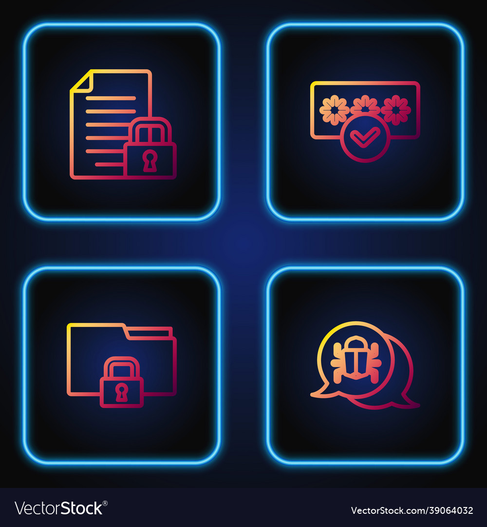 Set line system bug folder and lock document Vector Image Set line system bug folder and lock document Vector Image