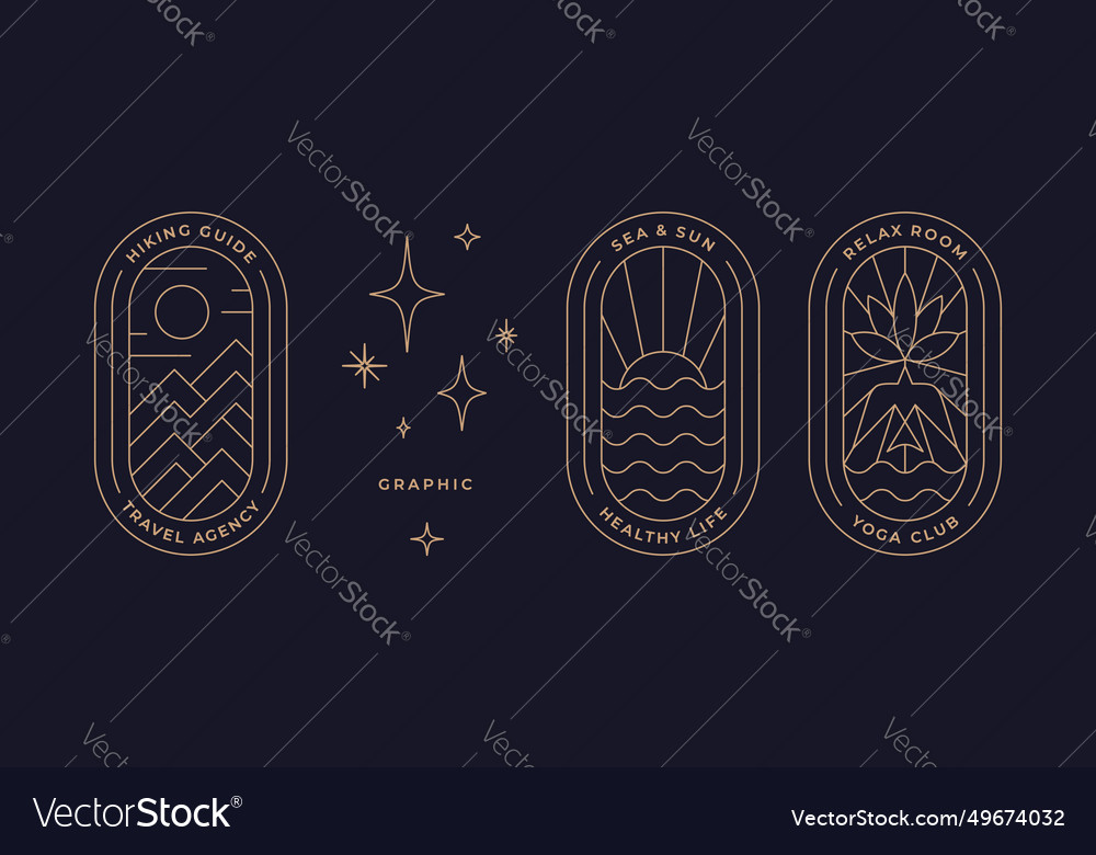 Set of minimalist line art Royalty Free Vector Image