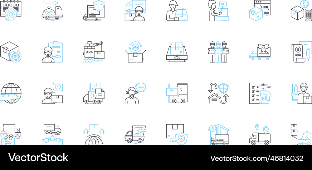 Stockroom supply linear icons set inventory Vector Image