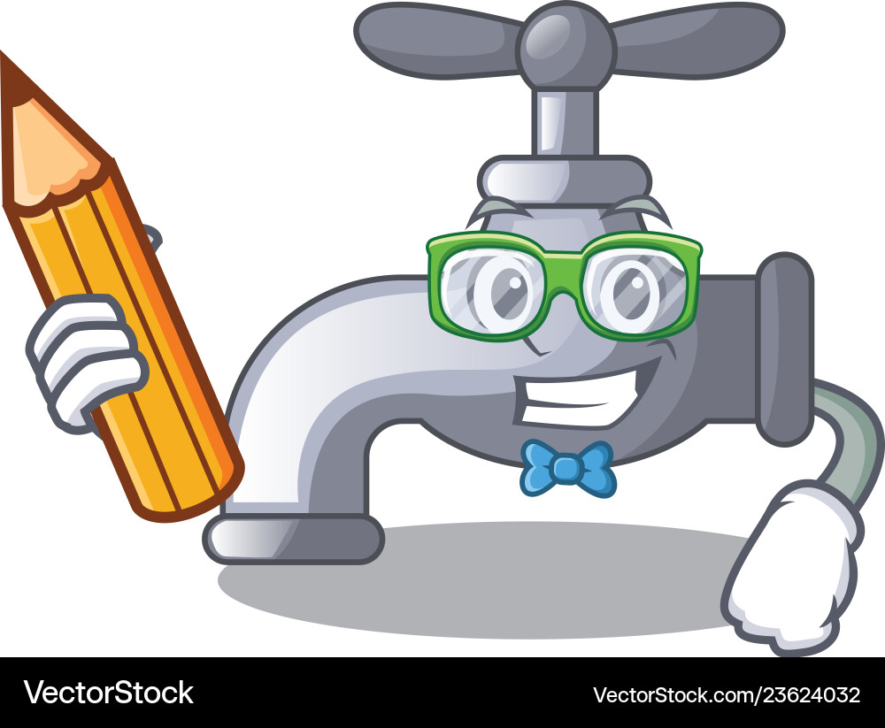 Student water tap installed in cartoon bathroom Vector Image