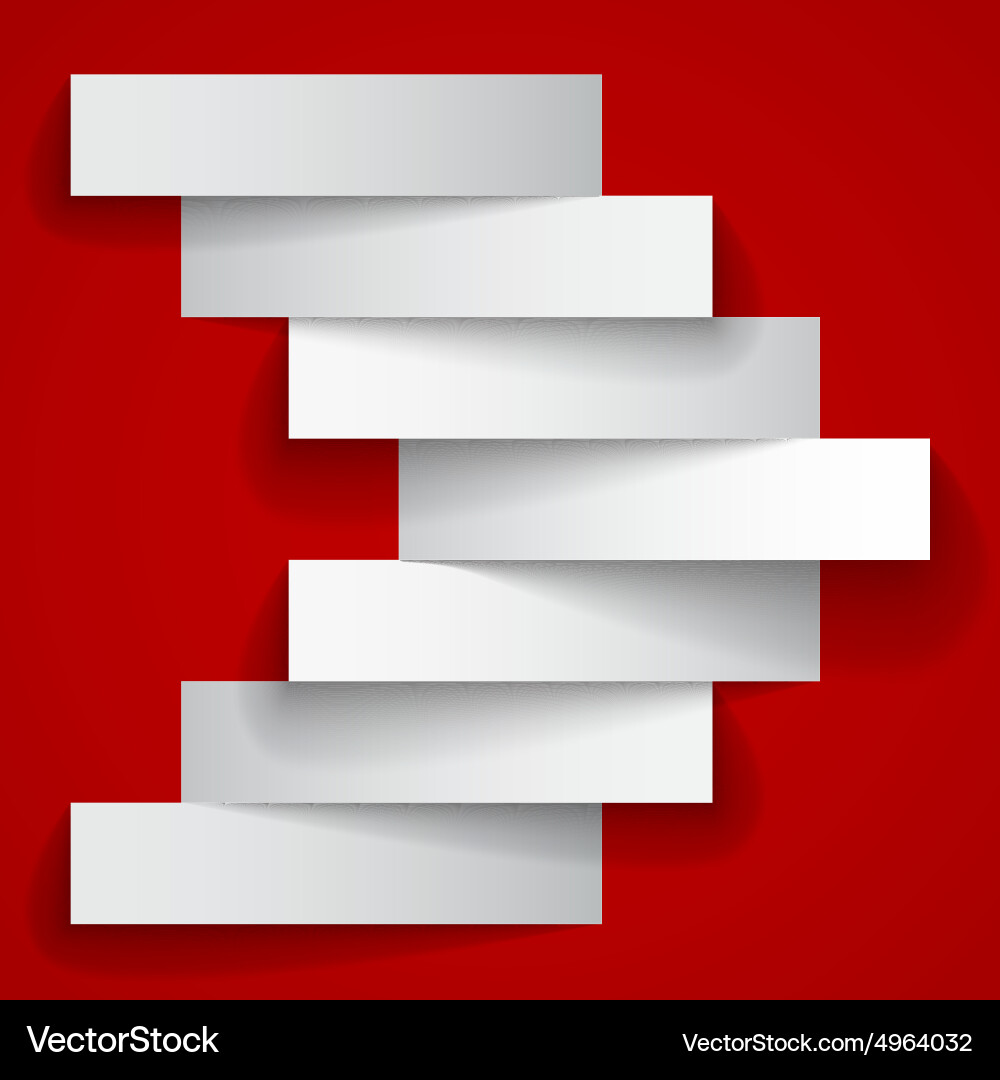 White paper stripe banners arrow on dark red Vector Image