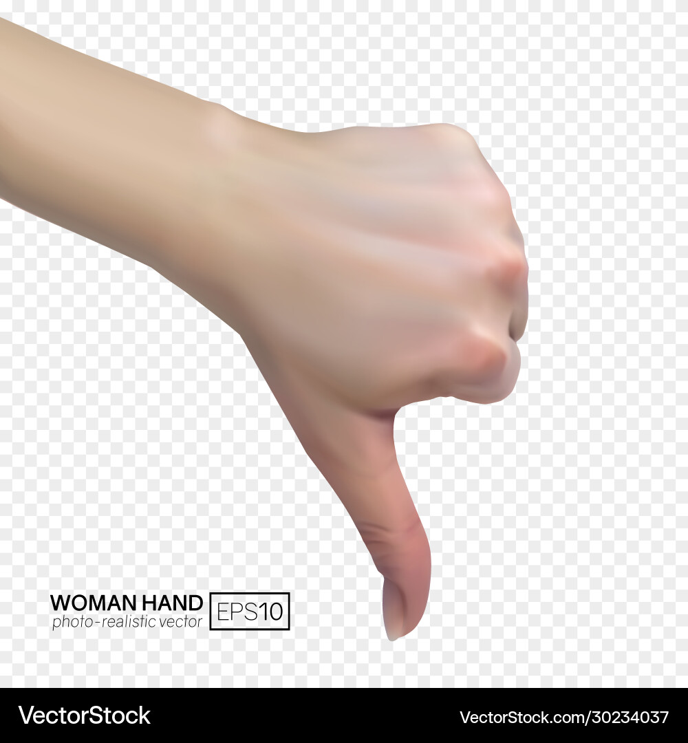 3d female hand shows dislike with thumbs down Vector Image