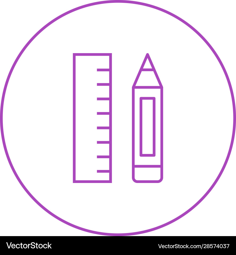 Beautiful pencil and ruler line icon Royalty Free Vector