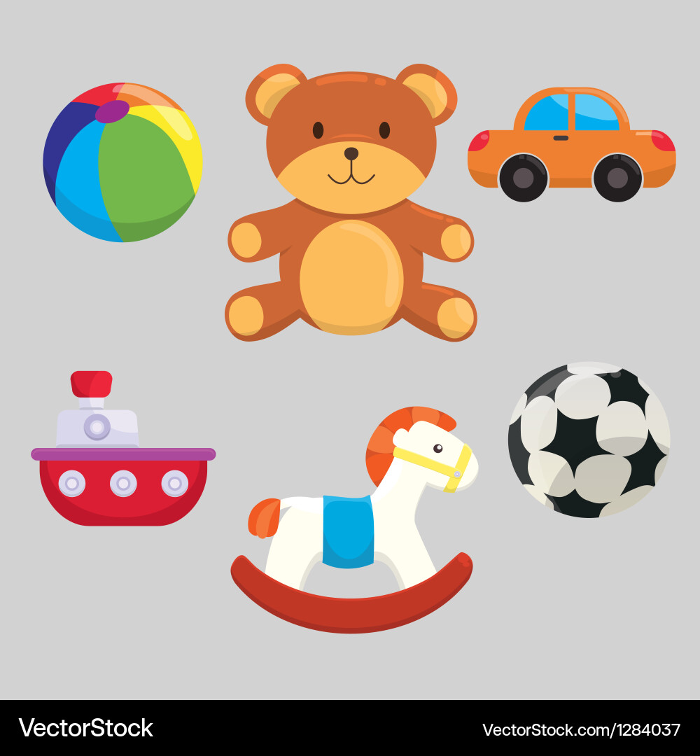 Cute children toys collection Royalty Free Vector Image