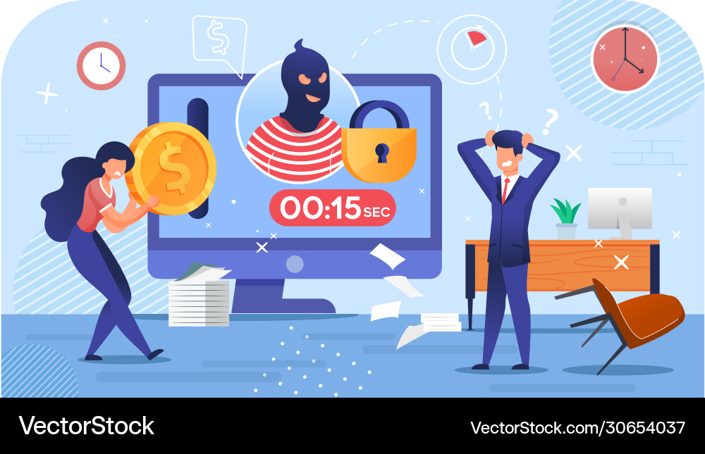 Cyber crime and cryptocurrency stealing riskiness Vector Image